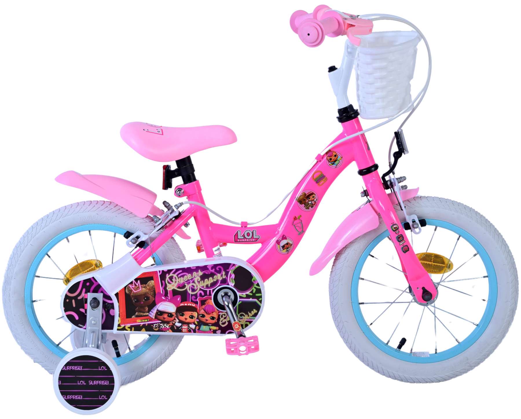 Dolls Children's Bicycle - Girls - 14 inch - Pink - Two hand brakes