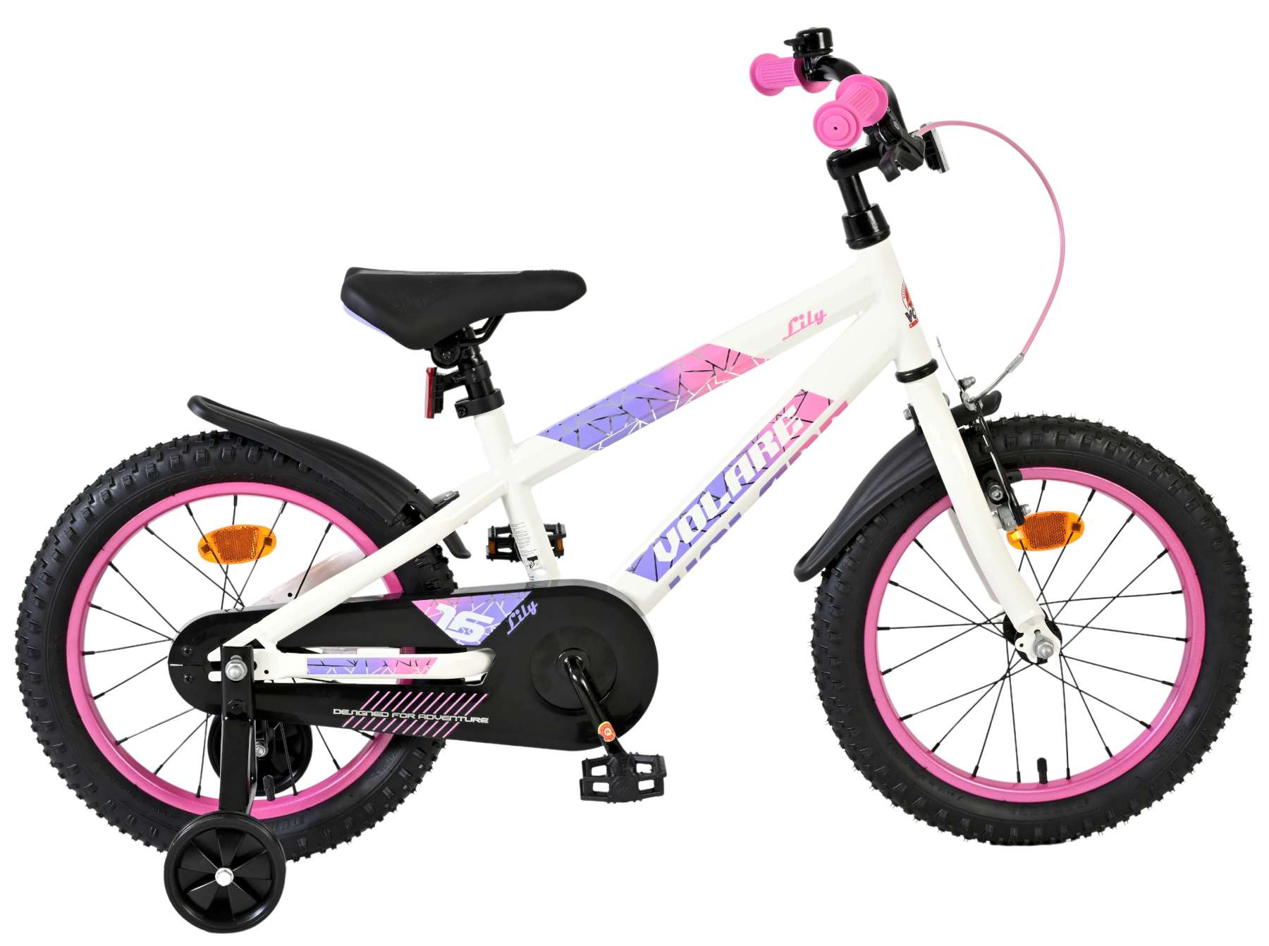 Volare Lily Children's Bicycle - Girls - 16 inch - White Pink Purple