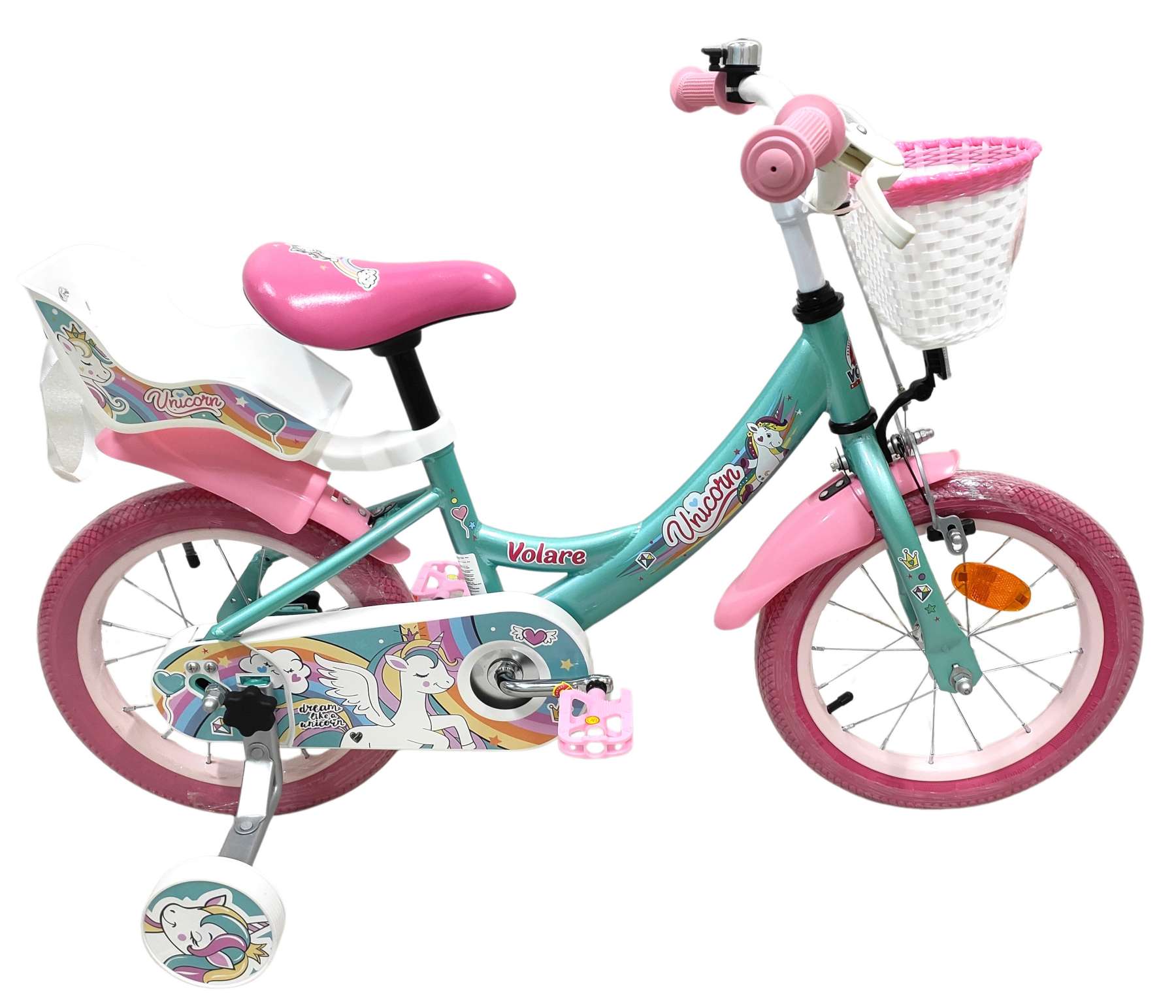 Volare Unicorn Children's Bike - Girls - 14 inch - Green